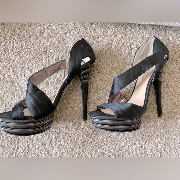 H by Halston | Shoes | H By Halston Designer Stilettos Black Satin ...